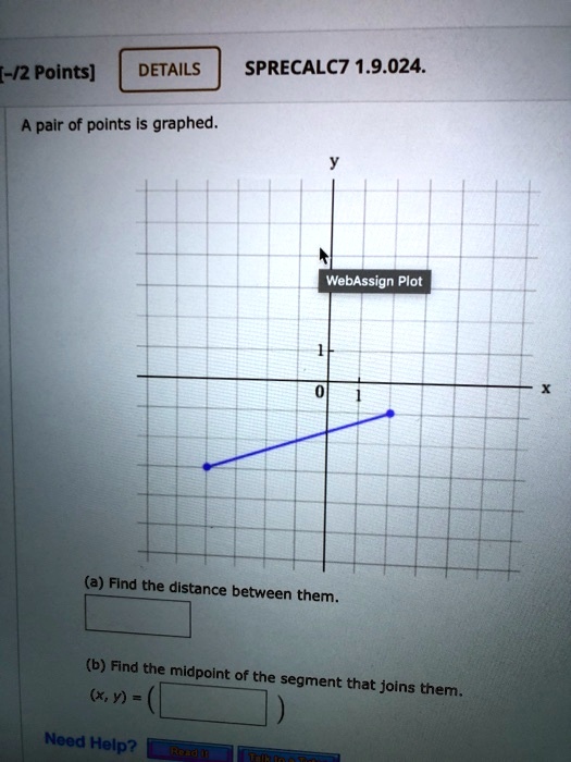 12 points details sprecalc7 19024 a pair of points is graphed webassign plot a find the distance ...