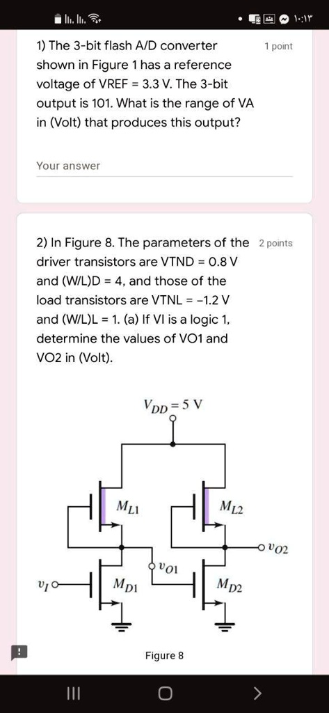Solved 1 The 3 Bit Flash Adc Converter Point Shown In Figure Has A Reference Voltage Of Vref 