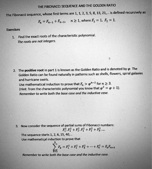The Fibonacci sequence and the Golden Ratio The Fibonacci sequence ...