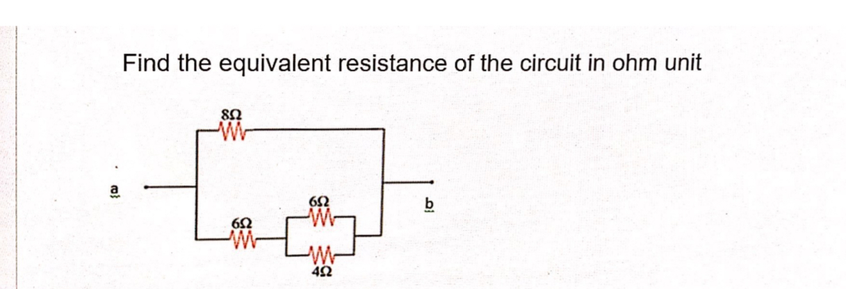 Find the equivalent resistance of the circuit in ohm unit