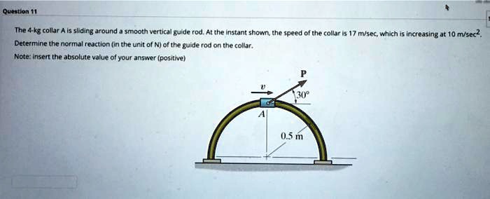 SOLVED: The 4-kg collar A is sliding around a smooth vertical guide rod ...