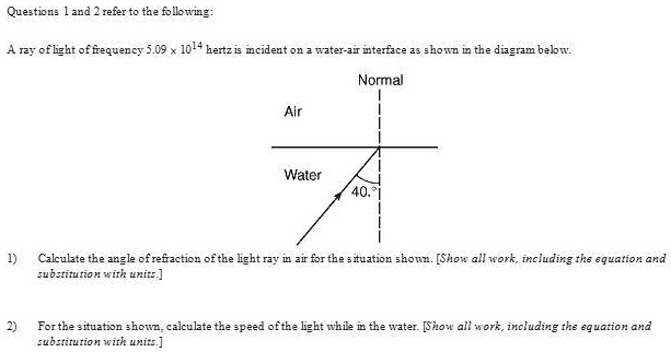 SOLVED: A ray of light of frequency 5.09 x 10^14 hertz is incident on a ...