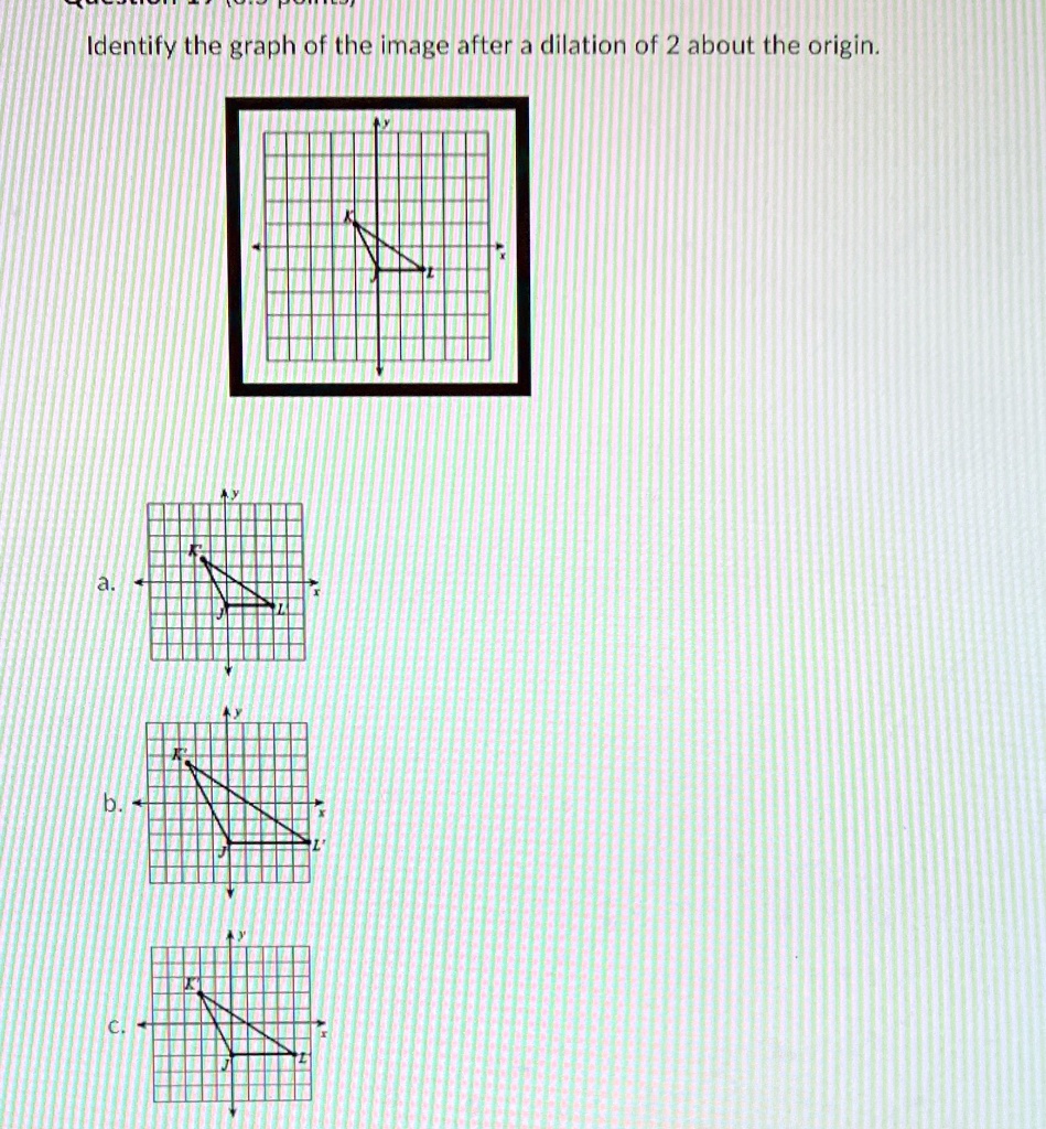 SOLVED: 'Identify the graph of the image after a dilation of 2 about ...