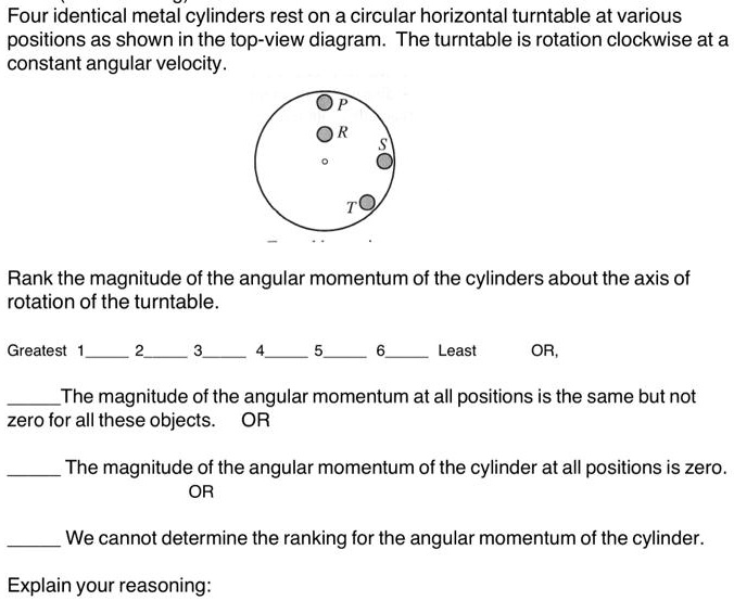 SOLVED: Four identical metal cylinders rest on a circular horizontal ...