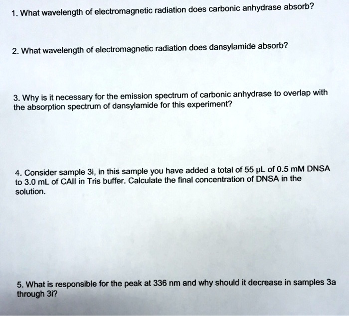 1 what wavelength of electromagnetic radiation does carbonic anhydrase ...