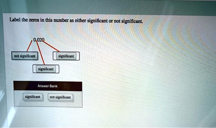 Label the zeros in this number S either = significant or not ...