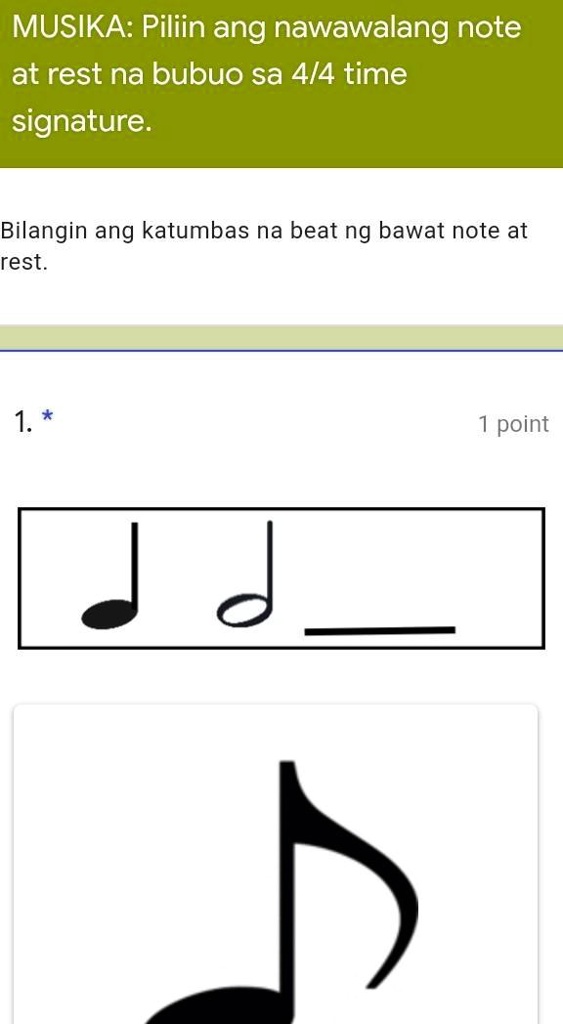 bilangin ang katumbas na beat ng bawat note at rest musika piliin ang ...