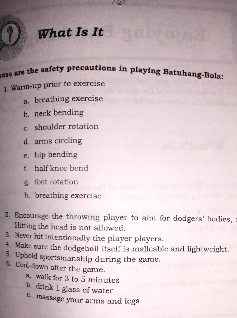 What Is It mese are the safety precautions in playing Batuhang-Bola: 1 ...