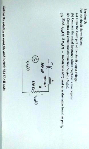 SOLVED: For the circuit shown below, Problem 3: Submit the solution in ...