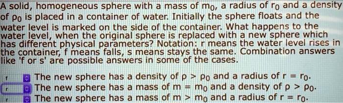 SOLVED:A solid, homogeneous sphere with a mass of moi a radius of ro ...