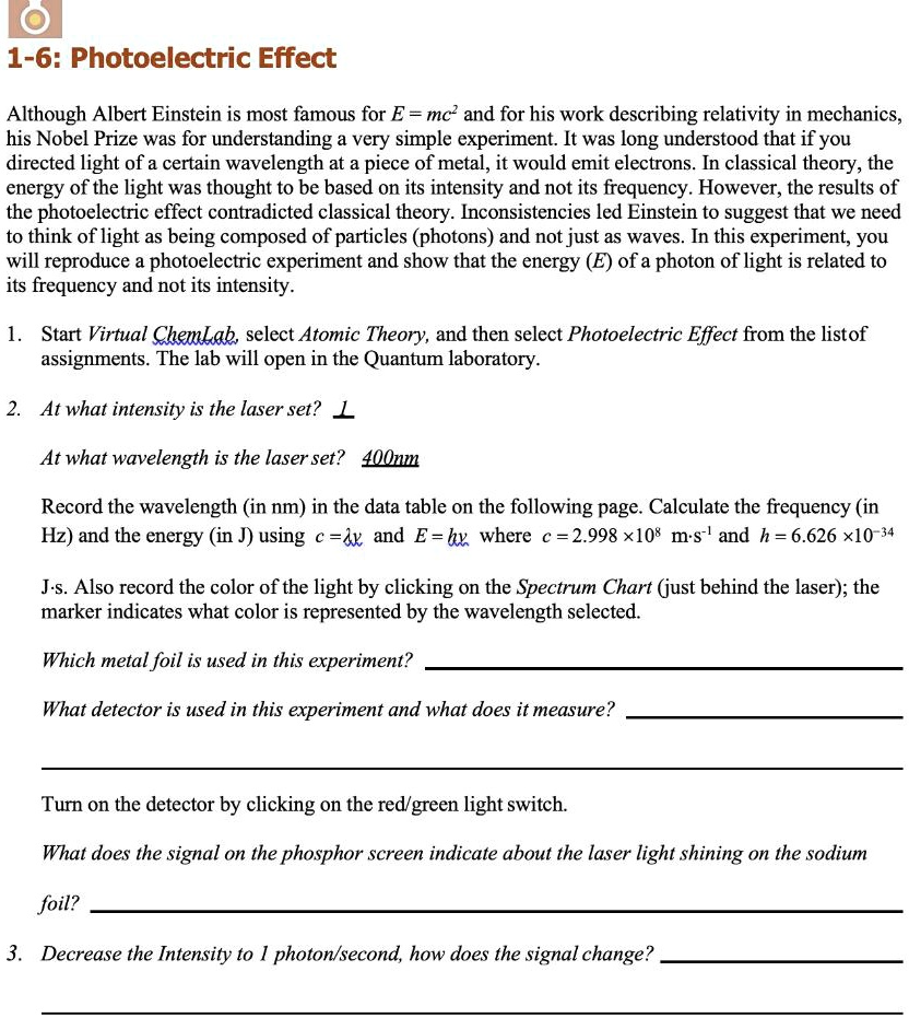SOLVED: Texts 1-6: Photoelectric Effect Although Albert Einstein is ...