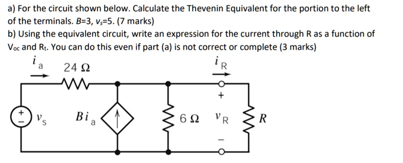 SOLVED: For the circuit shown below, calculate the Thevenin Equivalent for the portion to the ...