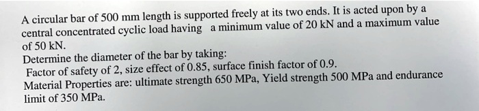 SOLVED: A circular bar of 500 mm length is supported freely at its two ...