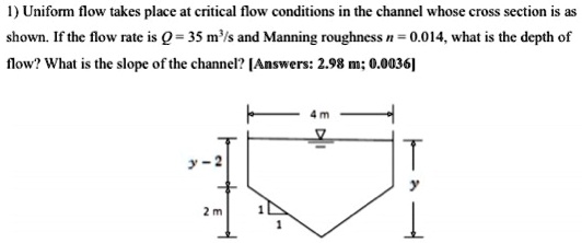 SOLVED: 1) Uniform flow takes place at critical flow conditions in the ...