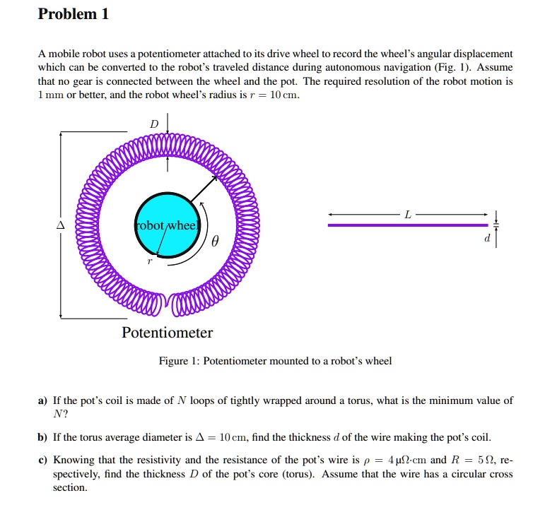 A mobile robot uses a potentiometer attached to its drive wheel to ...