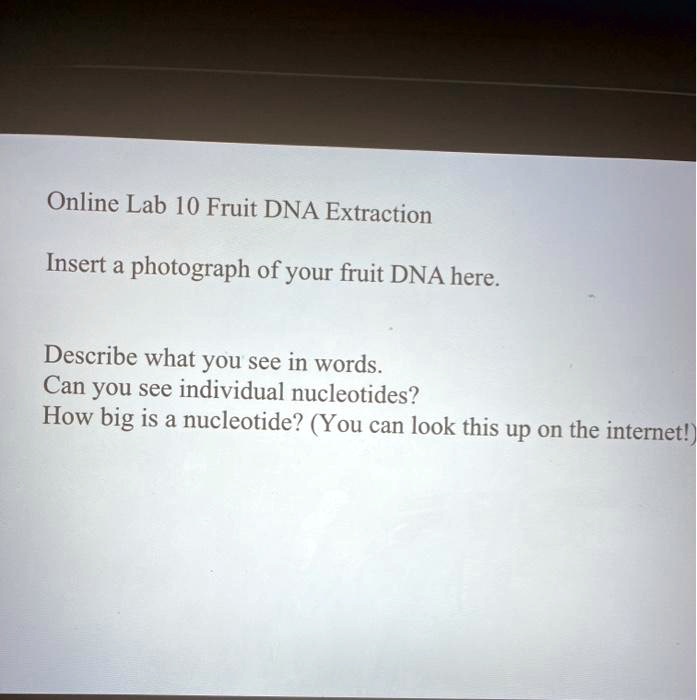 online lab 10 fruit dna extraction insert a photograph of your fruit ...