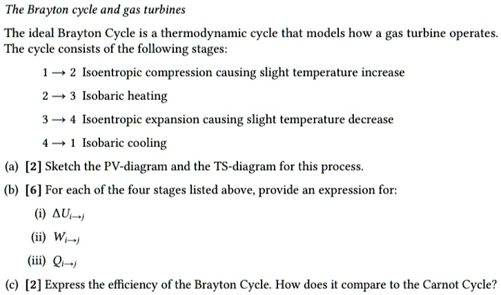 The Brayton cycle and gas turbines The ideal Brayton Cycle is a thermodynamic cycle that models ...