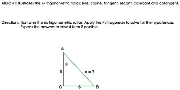 MELC 41: Illustrates the six trigonometric ratios: sine, cosine ...