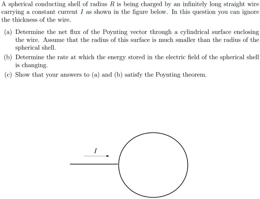A spherical conducting shell of radius R is being charged by an ...