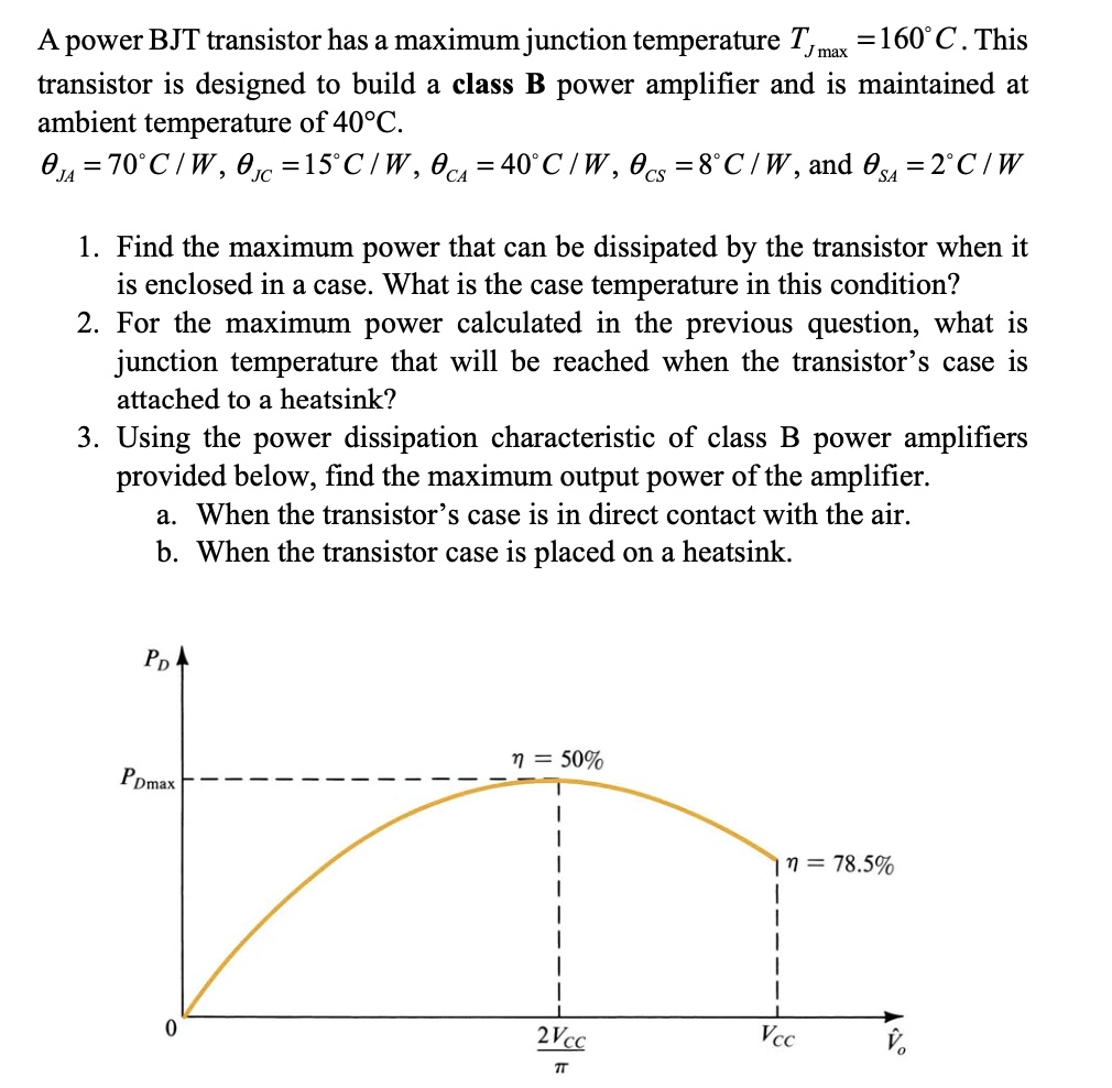 A power BJT transistor has a maximum junction temperature...