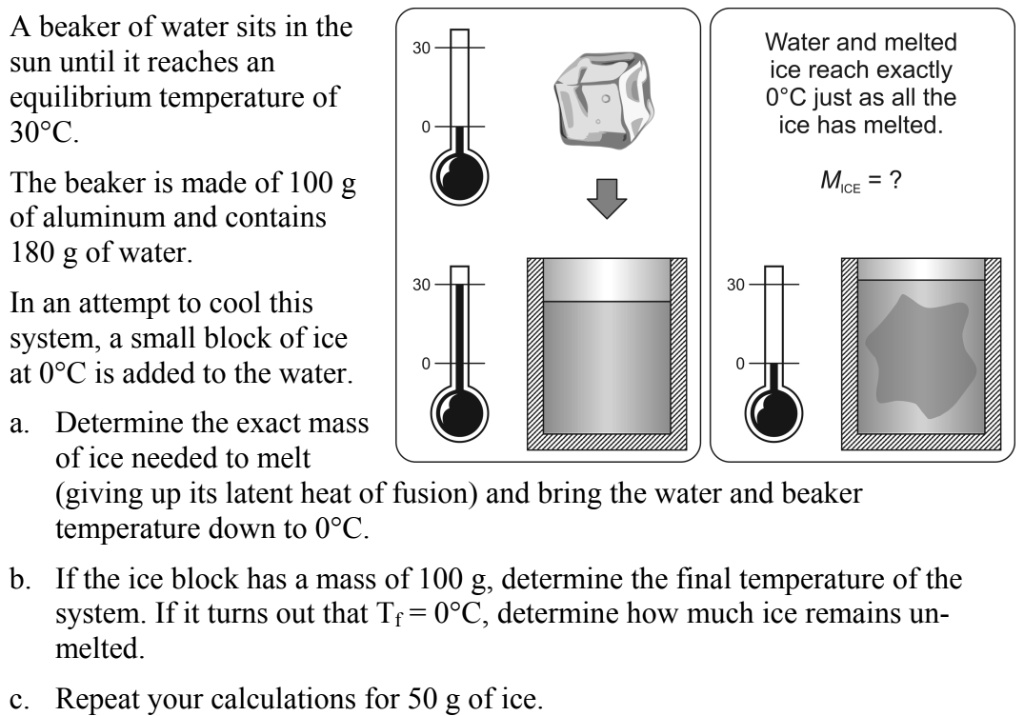 SOLVED: A beaker of water sits in the 30 Water and melted sun until it ...