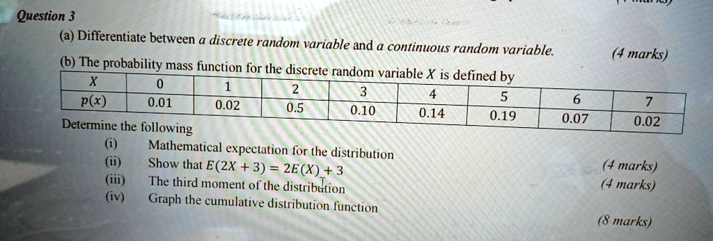 question 3 a differentiate between a discrete random variable and ...