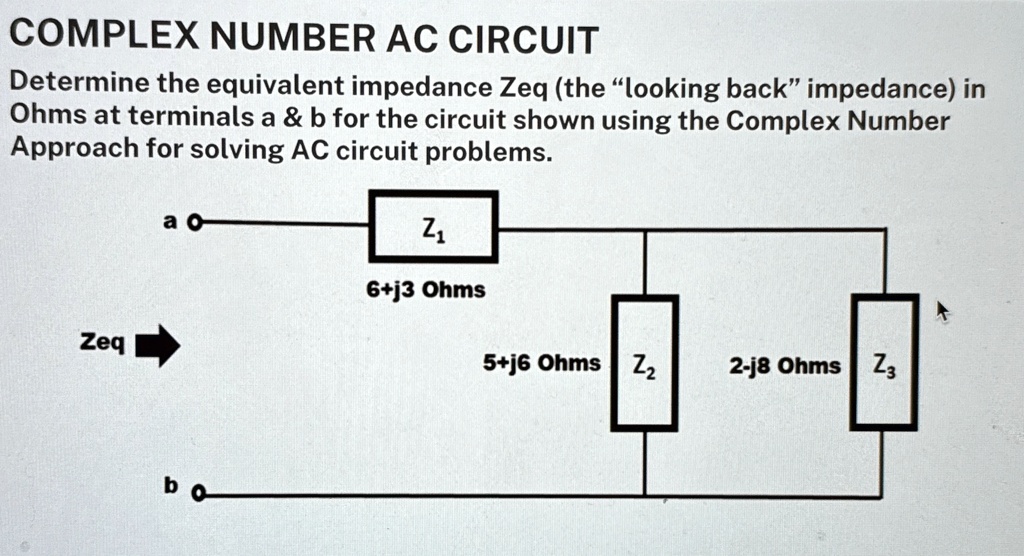 complex number ac circuit determine the equivalent impedance zeq the looking back impedance in ...