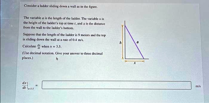 Consider a ladder sliding down a wall as in the figure. The variable a ...