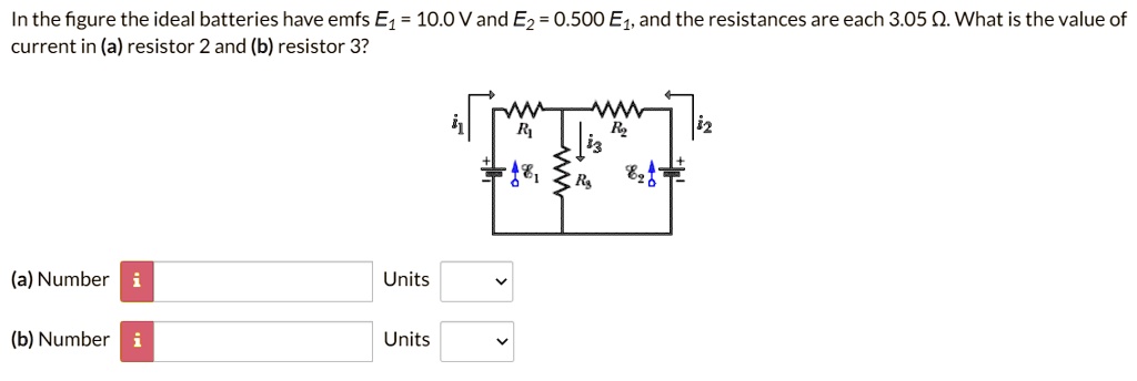 SOLVED: In the figure the ideal batteries have emfs E1 10.0 V and Ez ...