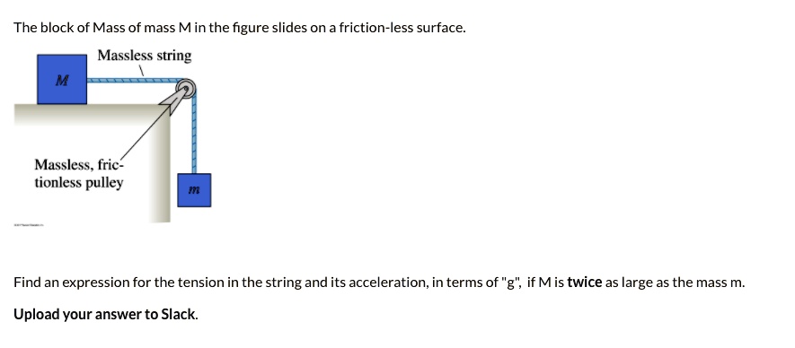 SOLVED: The block of Mass of mass Min the figure slides on a friction ...