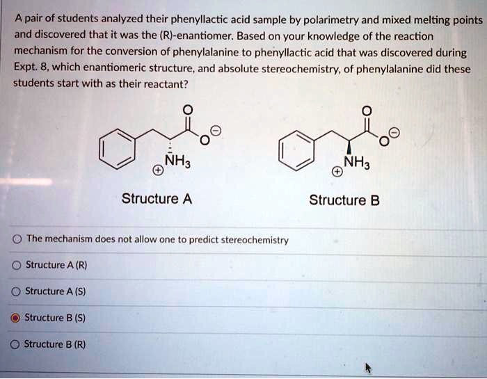 A pair of students analyzed their phenyllactic acid sample by ...