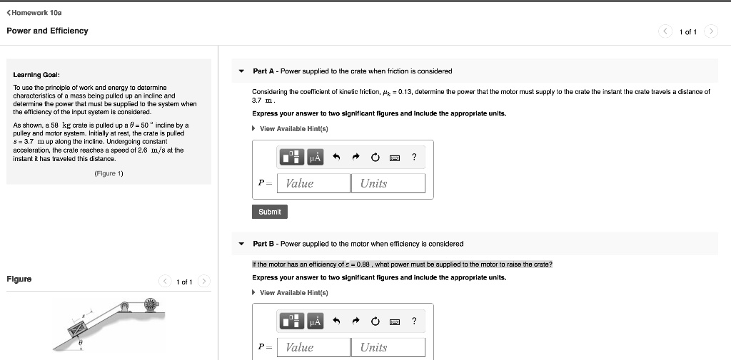 SOLVED: Considering the coefficient of kinetic friction, Î¼k = 0.13, determine the power that ...