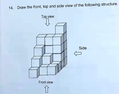 SOLVED: and side view of the following structure Draw the front; top ...