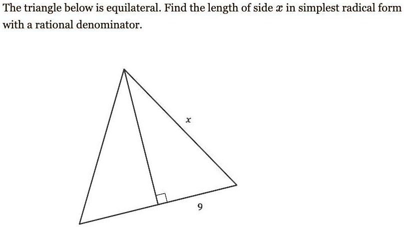 'The triangle below is equilateral. Find the length of side x in ...