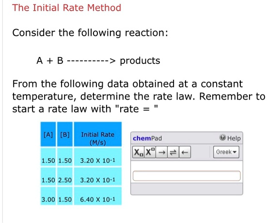 SOLVED: The Initial Rate Method Consider the following reaction: A + B ...