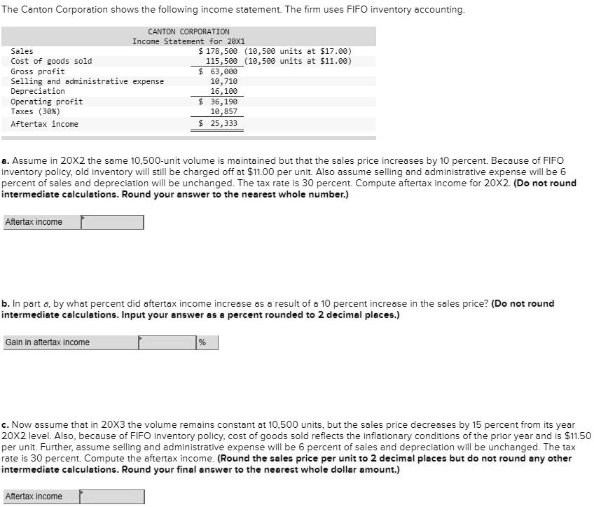 SOLVED: The Canton Corporation shows the following income statement ...