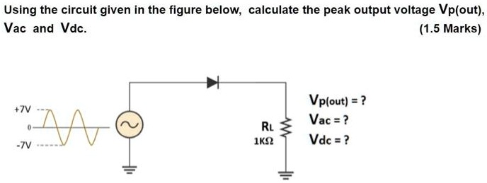 Solved Using The Circuit Given In The Figure Below Calculate The Peak Output Voltage Vpout