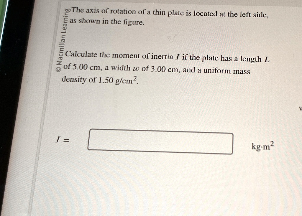the axis of rotation of a thin plate is located at the left side as ...