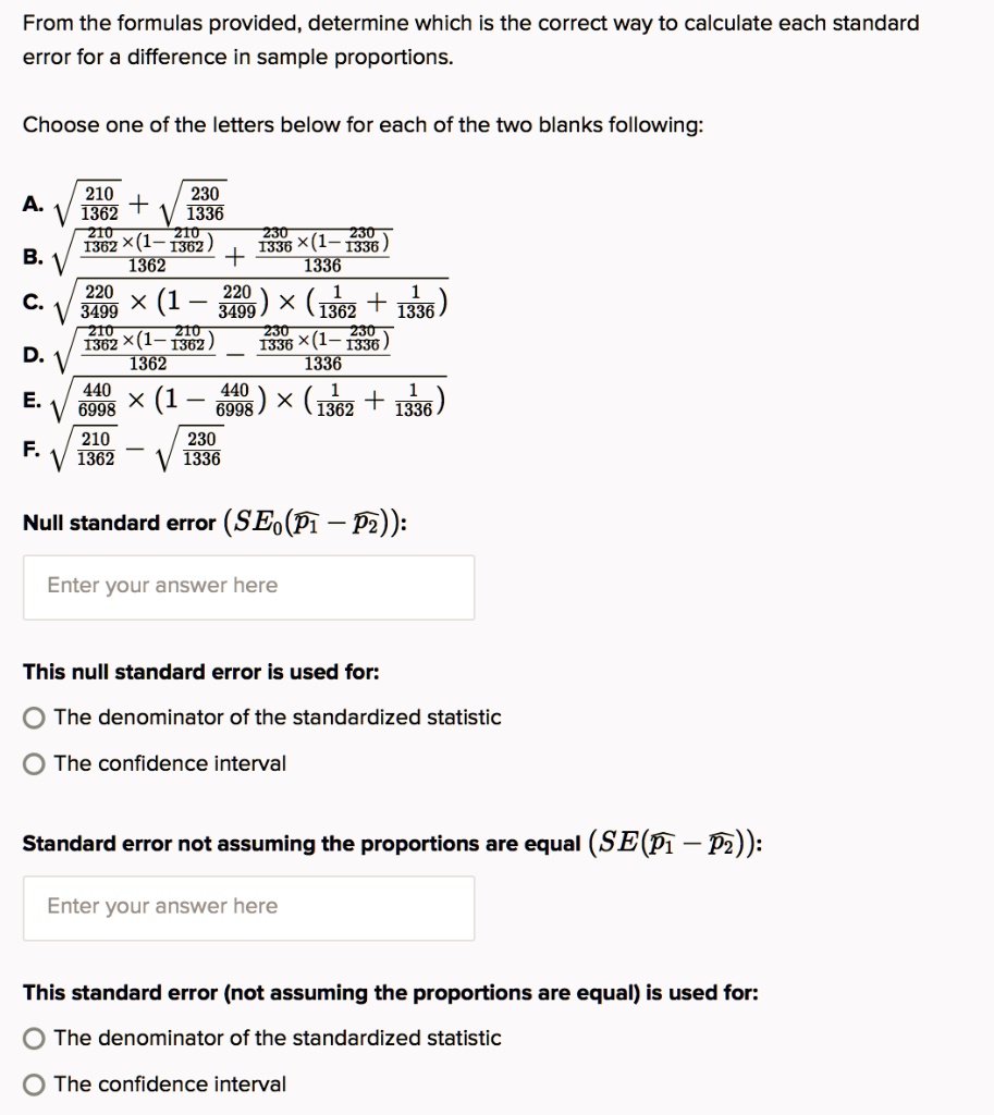 [GET ANSWER] from the formulas provided determine which is the correct ...