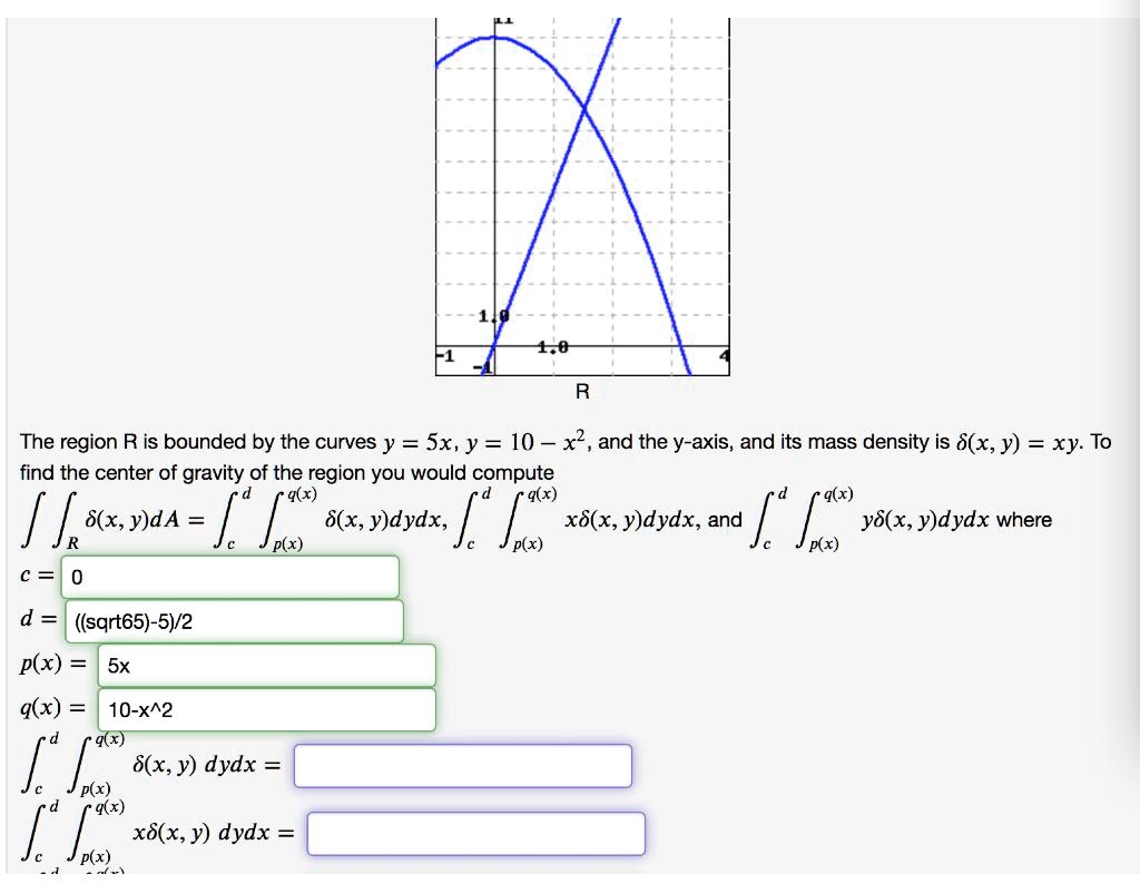 0 the region r is bounded by the curves y sxy 10 x2 and the y axis and ...