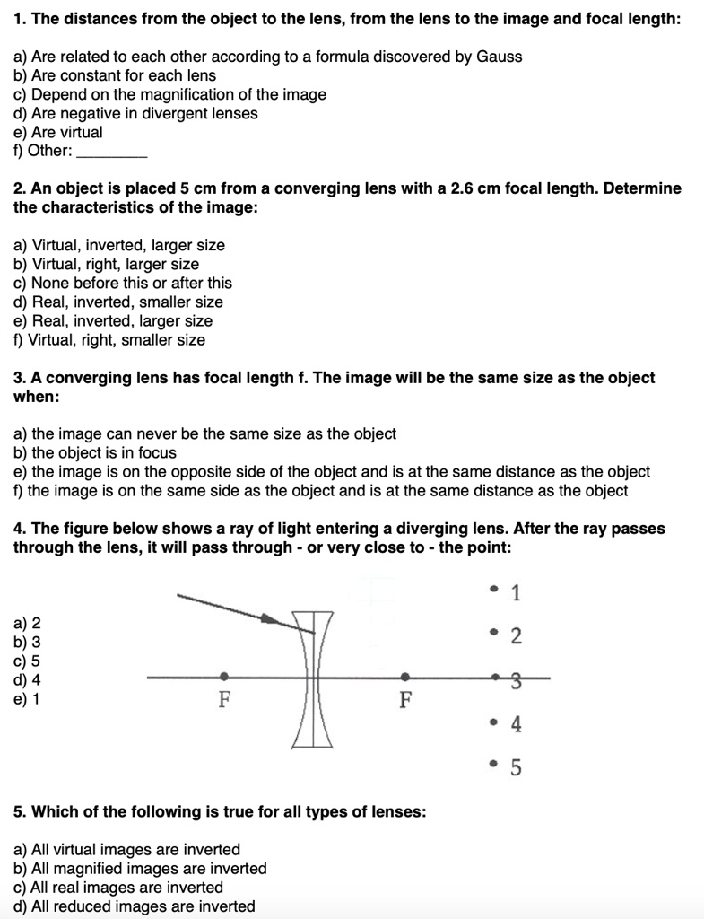 1 the distances from the object to the lens from the lens to the image ...