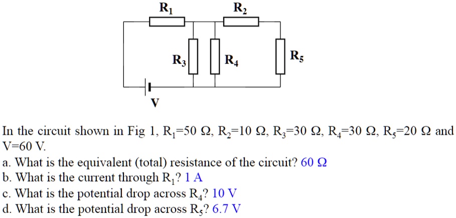 SOLVED: Ix R Rs R3 tx In the circuit shown in Fig 1, R,-50 @, Rz-10 @, R;-30 @, Ry-30 @, Rs-20 Q ...
