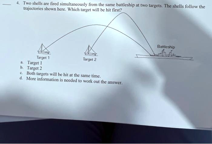 Solved Two Shells Are Fired Simultaneously From The Same Battleship At Two Targets The Shells