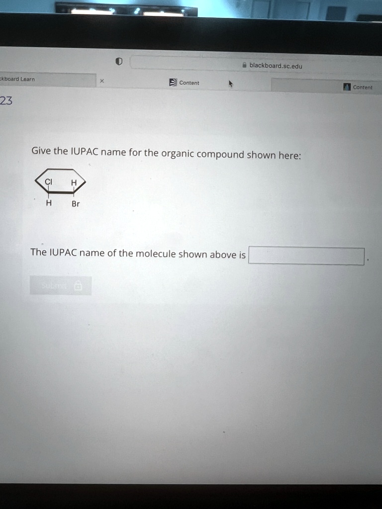 Give the IUPAC name for the organic compound shown here: The IUPAC name ...