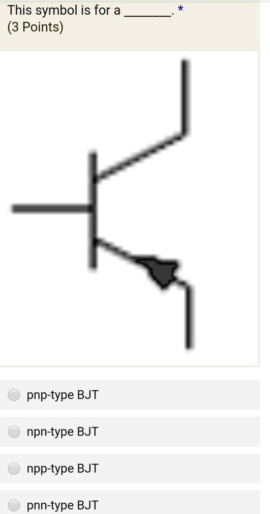 SOLVED: This symbol is for a (3 Points) pnp-type BJT npn-type BJT npp ...