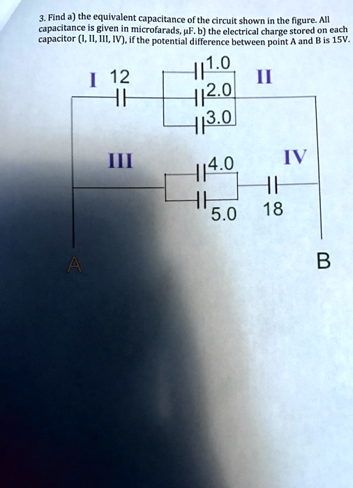 SOLVED: 3. Find a) the equivalent capacitance of the circuit shown in the figure: All ...