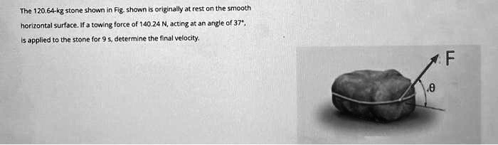 SOLVED: The 120.64-kg stone shown in Fig.Shown is originally at rest on ...