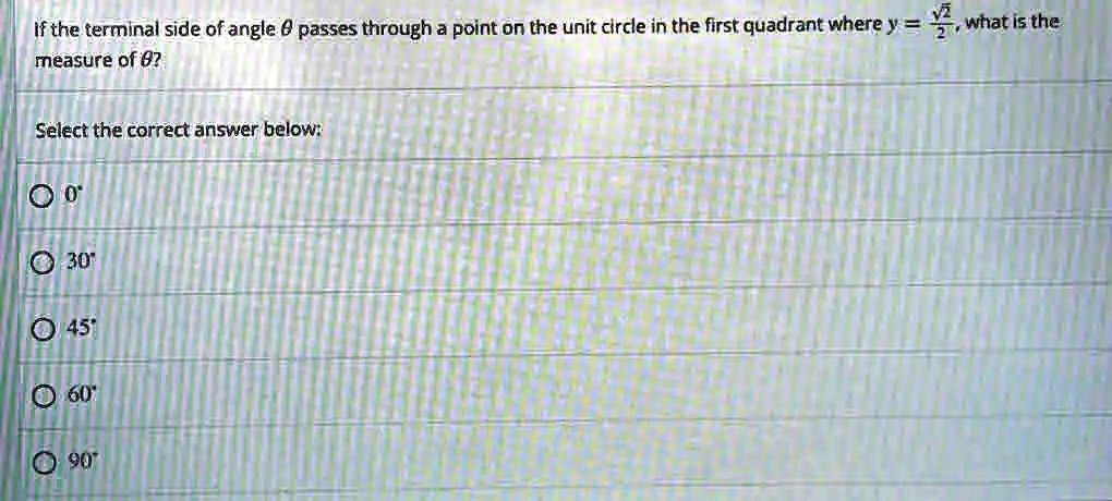 SOLVED: If the terminal side of angle @ passes through a point on the ...