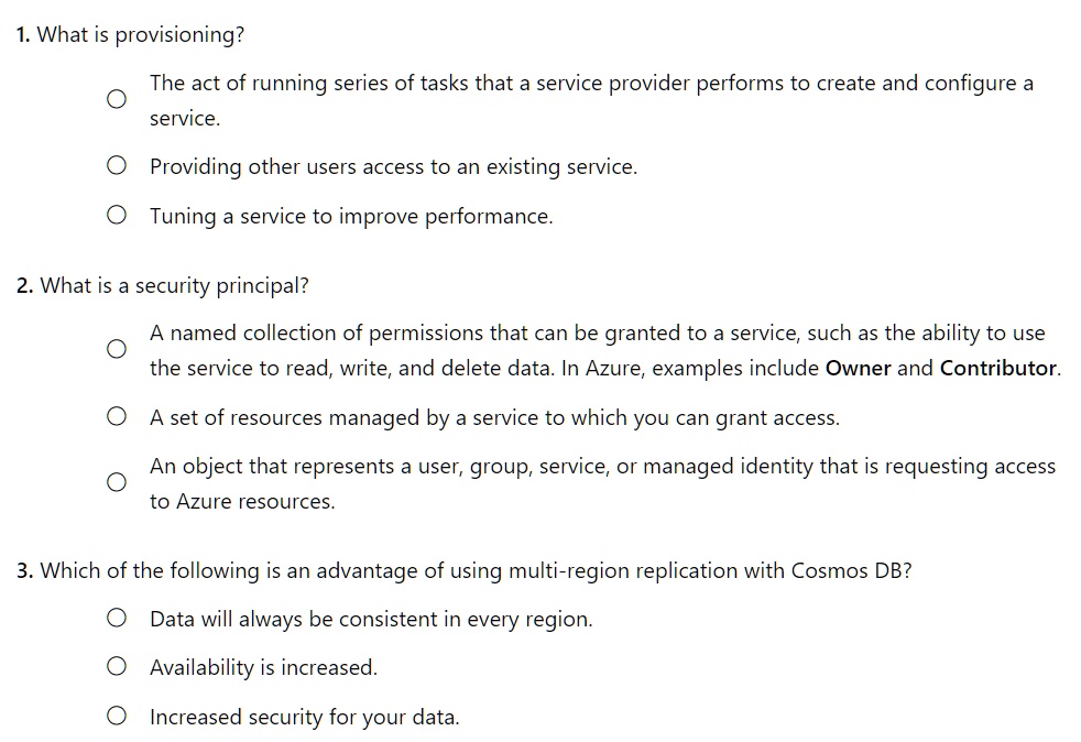 SOLVED: What is provisioning? The act of running a series of tasks that ...