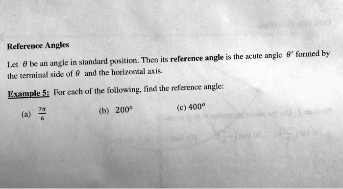 SOLVED: Reference Angles reference angle is the acute angle 0' formed ...